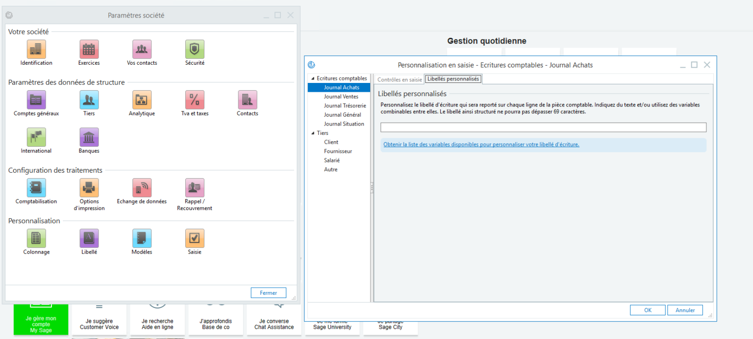 Sage 100 Comptabilité v8 - Libellés dynamique en saisie